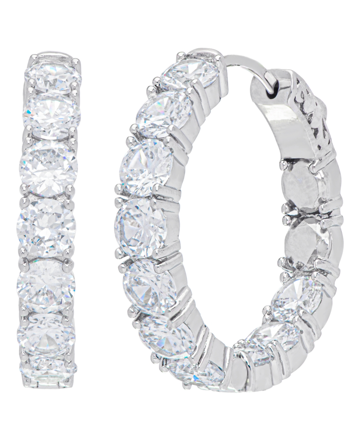 Click here for Womens Fine Silver Plated Cubic Zirconia Hoop Earr... prices