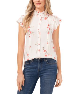 CeCe Women's Ruffled Pintucked Blouse - Macy's
