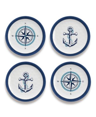 TarHong Melamine Nautical Anchor Appetizer Plates, Set of 4 - Macy's