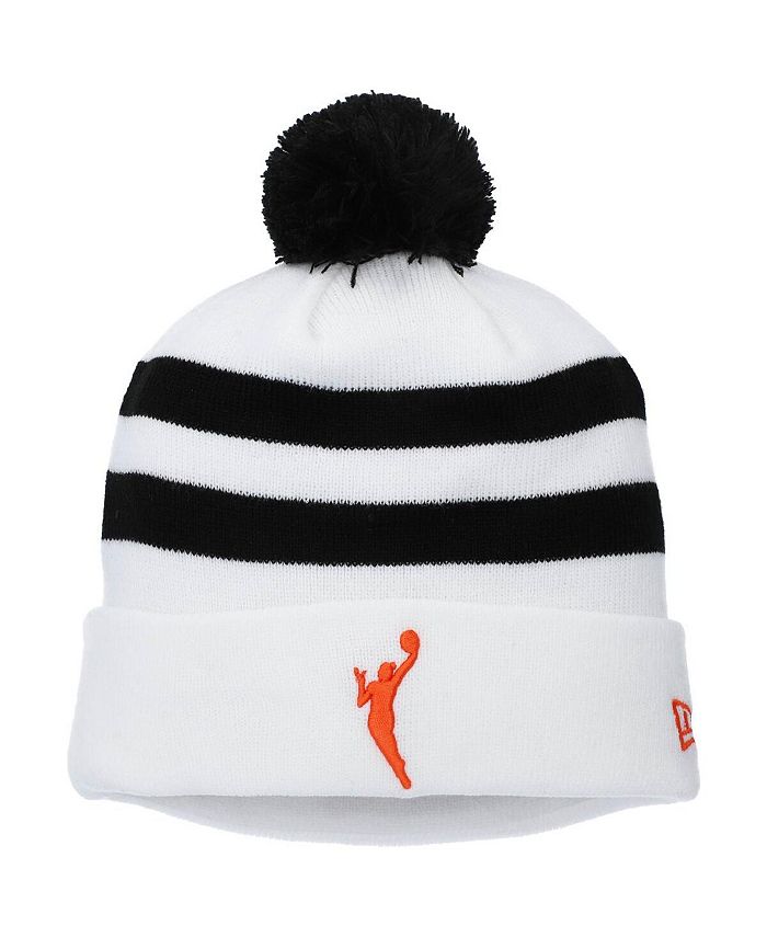 New Era Men's White Wnba Cuffed Knit Hat with Pom - Macy's