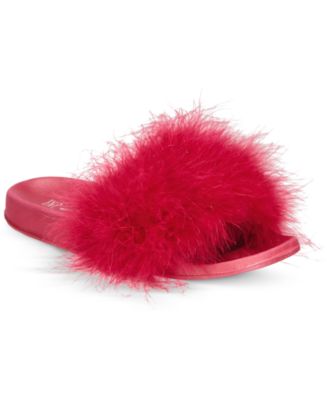 INC International Concepts Women's Marabou Pool Slides, Created for ...