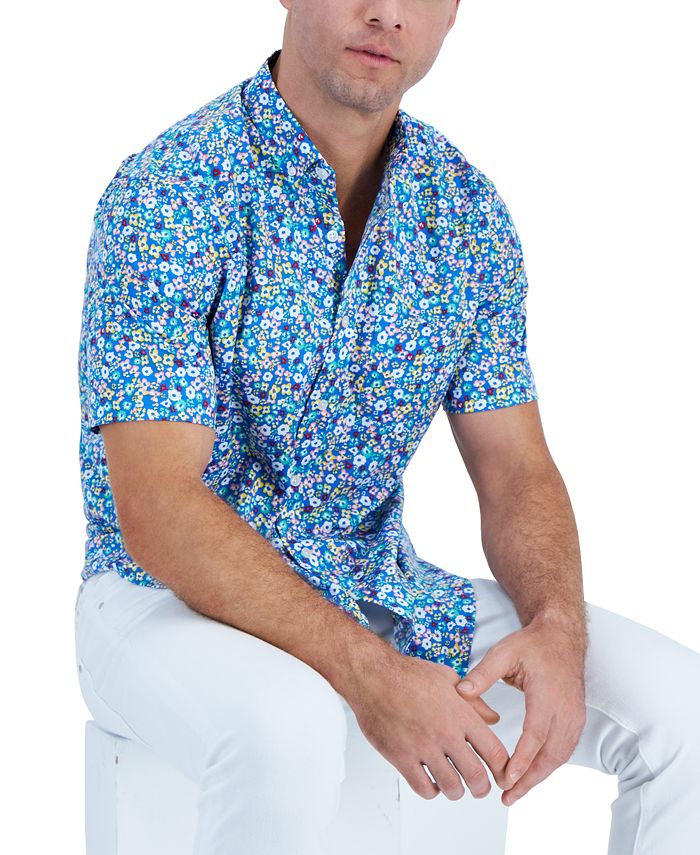 Club Room Men's Short-Sleeve Pena Ditzy Print Shirt, Created for Macy's ...