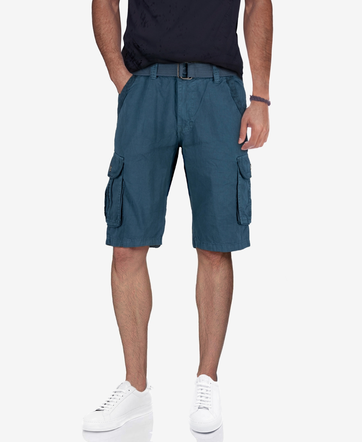 Click here for Mens Belted Twill Tape Cargo Shorts - Majolica blu... prices