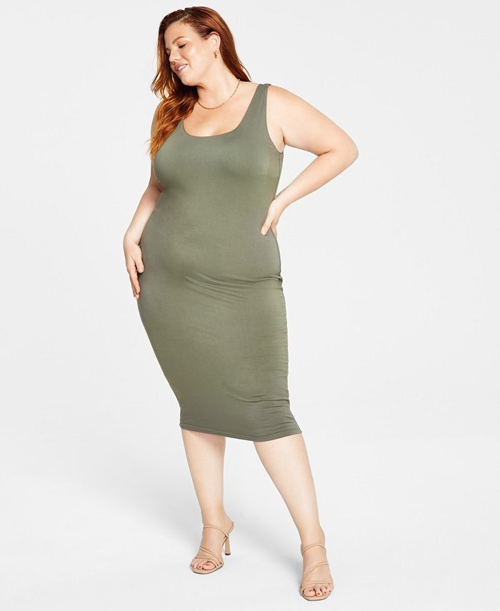Bar Iii Trendy Plus Size Sleeveless Bodycon Midi Dress Created For