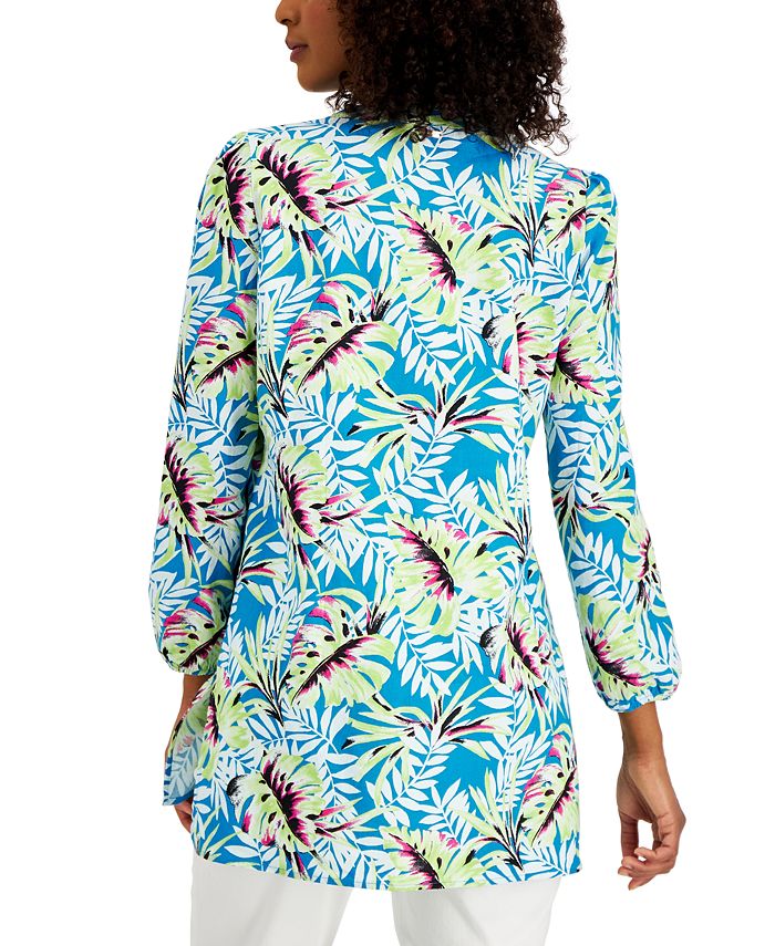 Anne Klein Women's Printed Split-Neckline Tunic - Macy's