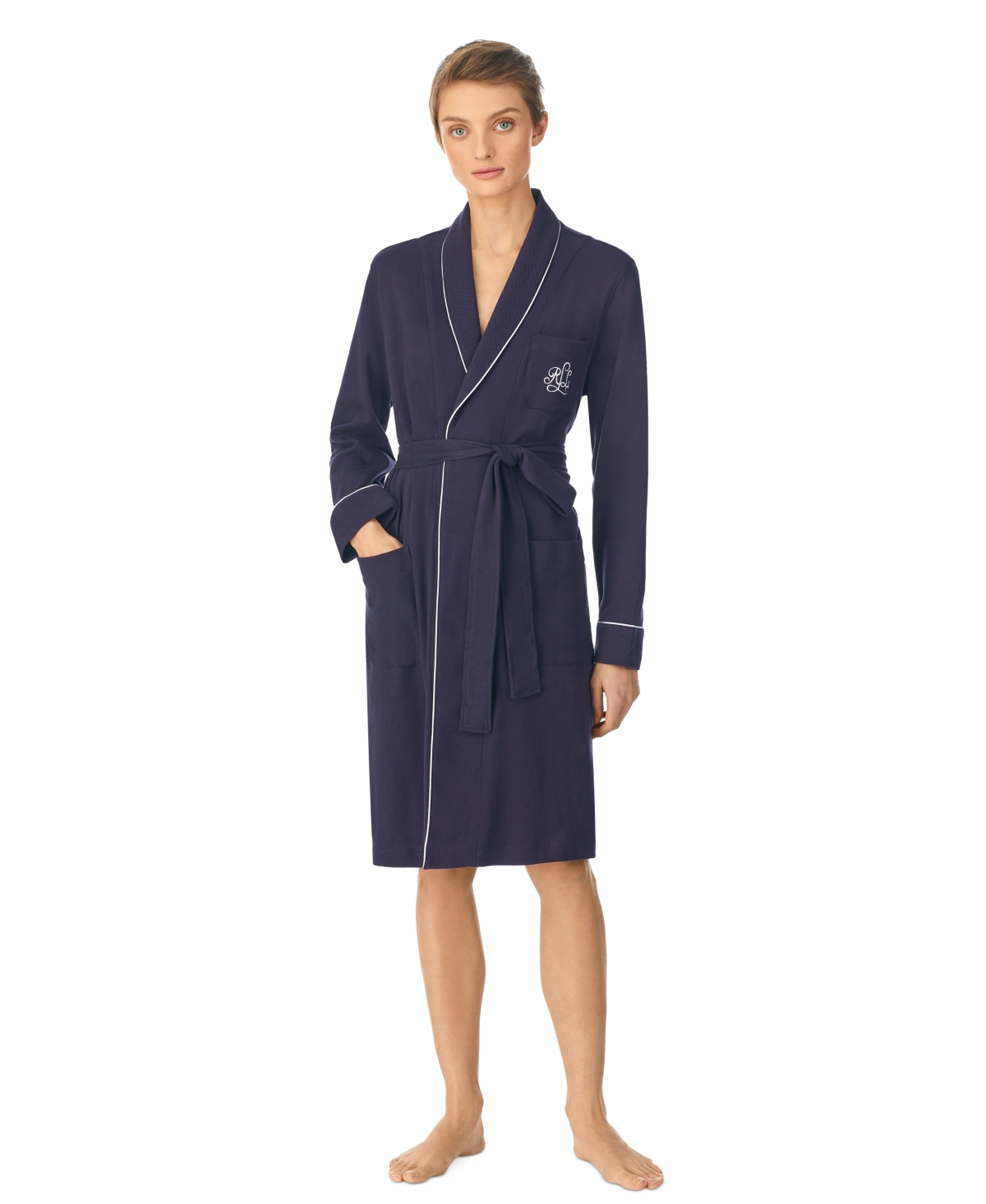 Click here for Lauren Ralph Lauren Quilted Shawl Collar Short Rob... prices