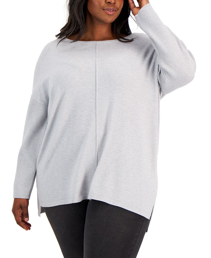 Style & Co Plus Size Front-Seam Tunic Sweater, Created for Macy's ...
