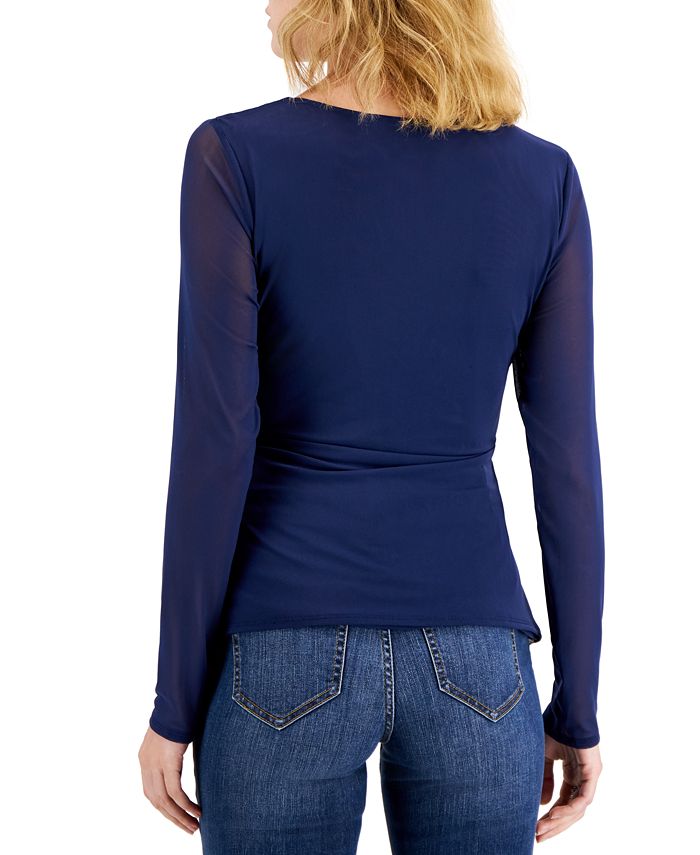 INC International Concepts Women's Ruched-Center V-Neck Top, Created ...