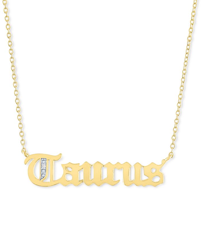 Macy's Diamond Accent Zodiac Name 18" Pendant Necklace in Sterling ...