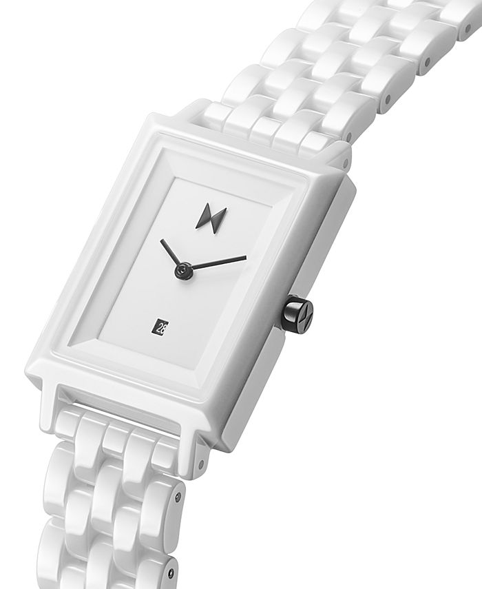 MVMT Women's Signature Square White Ceramic Bracelet Watch 26mm - Macy's