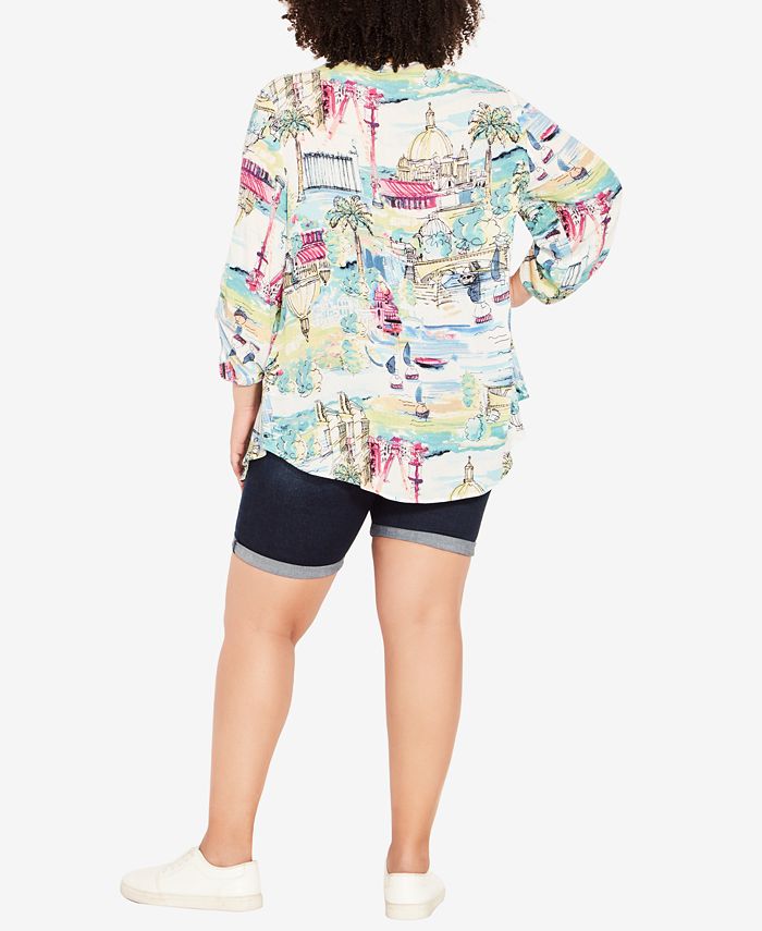 Avenue Plus Size Sandy Pintuck Print Shirt - Macy's
