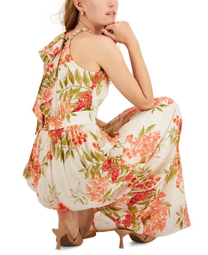 INC International Concepts Printed Pleated-Bodice Maxi Dress, Created ...