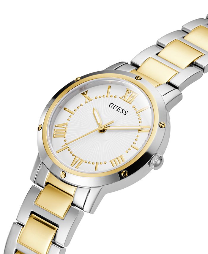 GUESS Women's Two Tone Stainless Steel Bracelet Watch, 34mm - Macy's