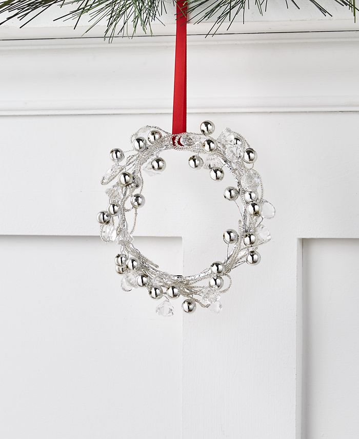 Holiday Lane Silver Bells Mini Wreath Ornament, Created for Macy's - Macy's