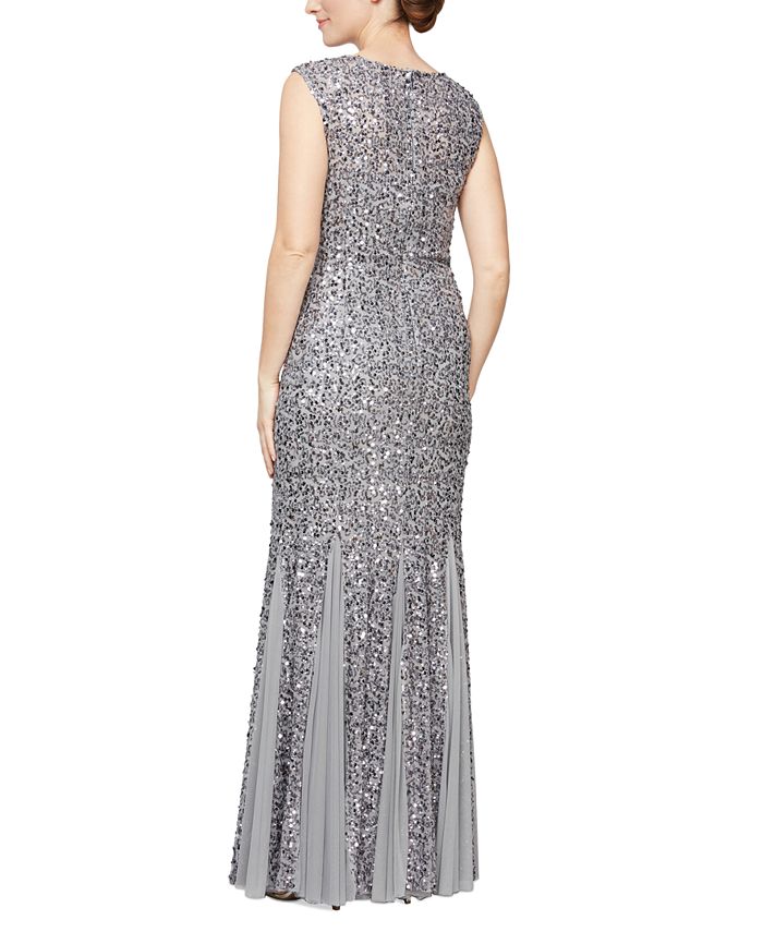 Alex Evenings Women's Sequined Fit-and-Flare Godet-Pleat Gown - Macy's