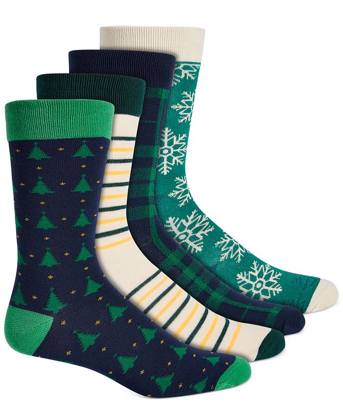 Club Room Men's 4-Pk. Holiday Green Crew Socks, Created for Macy's - Macy's