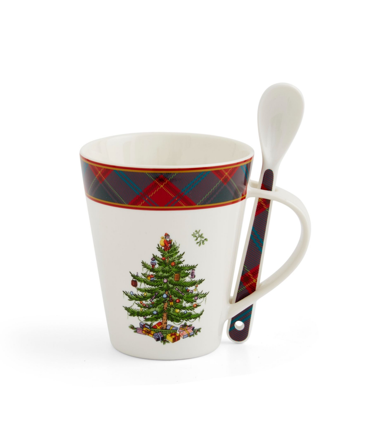Click here for Spode Christmas Tree Tartan Mug & Spoon Set - Gree... prices