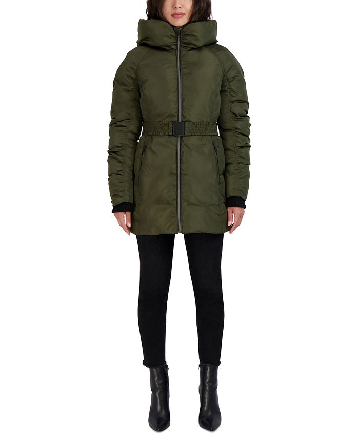 Laundry by Shelli Segal Women's Belted Hooded Puffer Coat & Reviews ...