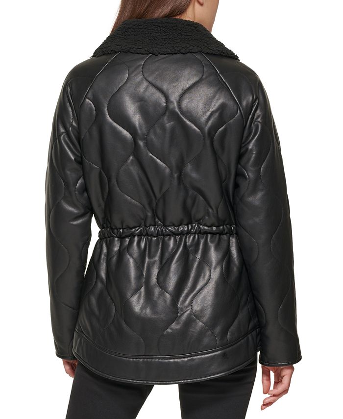 Kenneth Cole Women's Quilted Faux-Leather Shacket & Reviews - Coats ...