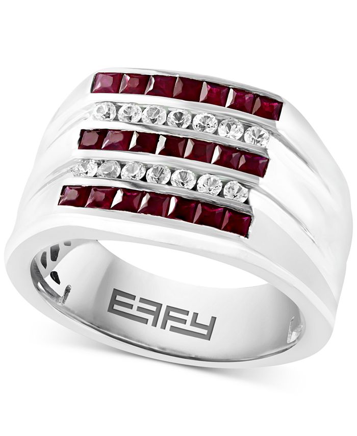 EFFY Collection EFFY® Men's Sapphire (1-1/2 ct. t.w.) & White Sapphire ...
