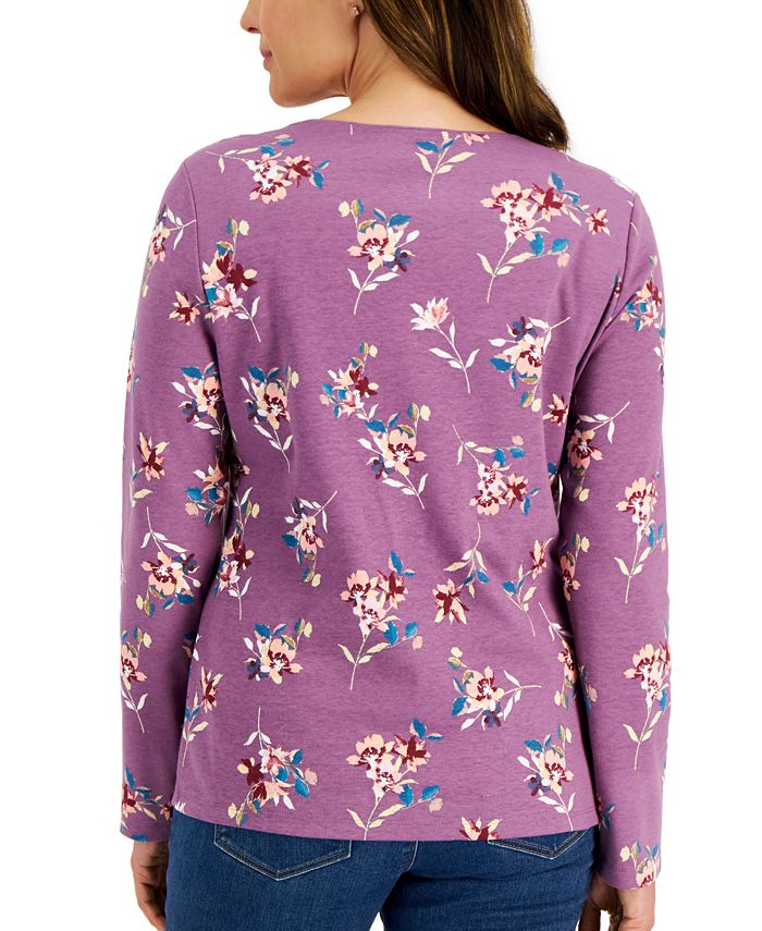 Karen Scott Women's Kristin Floral-Print Top, Created for Macy's ...