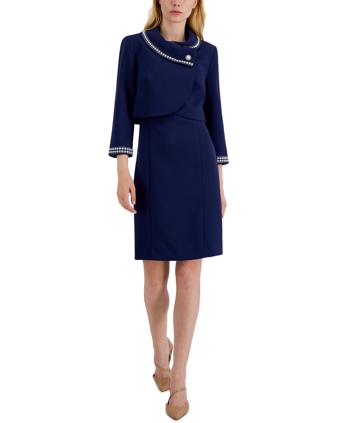 Click here for Tahari Asl Beaded Dress Suit - Midnight N prices