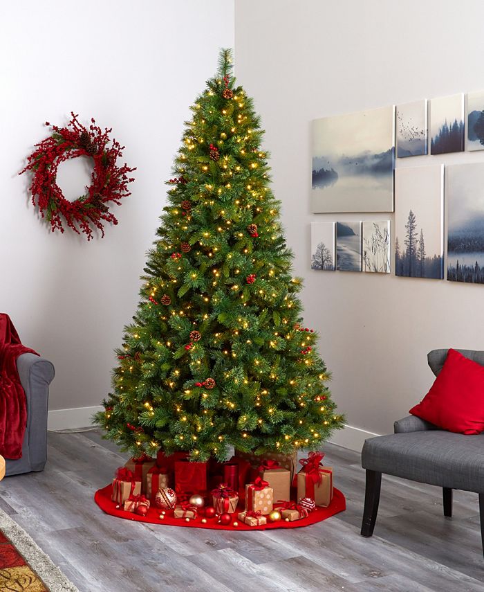Nearly Natural Aberdeen Spruce Artificial Christmas Tree with Lights ...