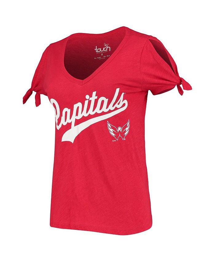 Touch Women's Heathered Red Washington Capitals First String V-Neck T ...