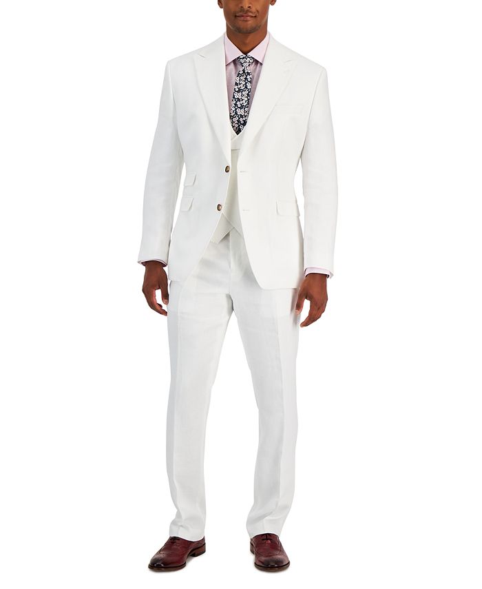 Tayion Collection Men's Classic-Fit Linen Vested Suit Separates ...