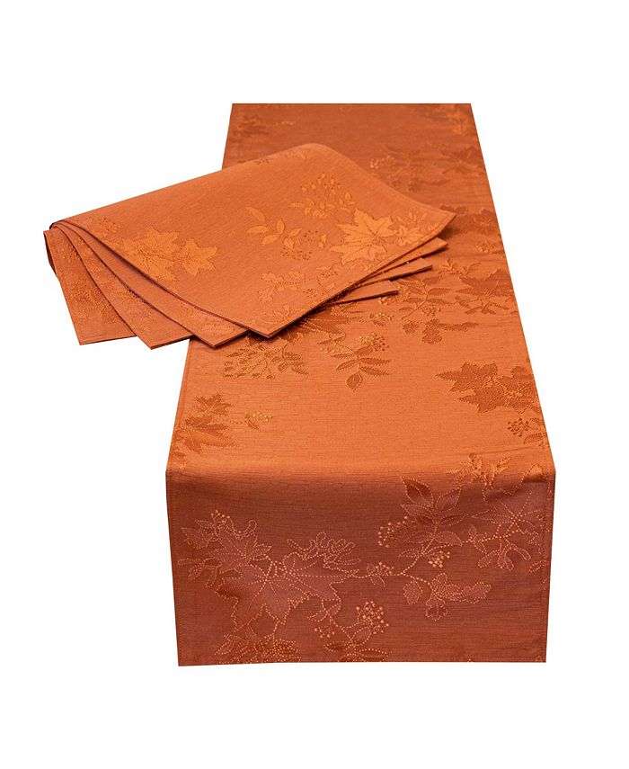 Benson Mills Countryside leaves raised Jacquard Table runner rust 13 X ...