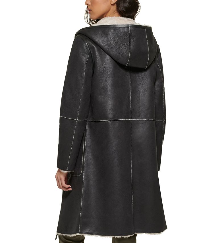 DKNY Women's Hooded Faux-Shearling Coat & Reviews - Coats & Jackets - Women - Macy's