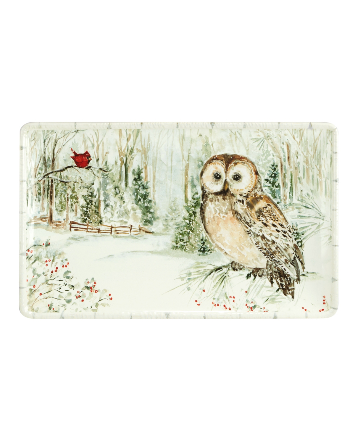 Certified International Winters Walk Rectangular Platter - White