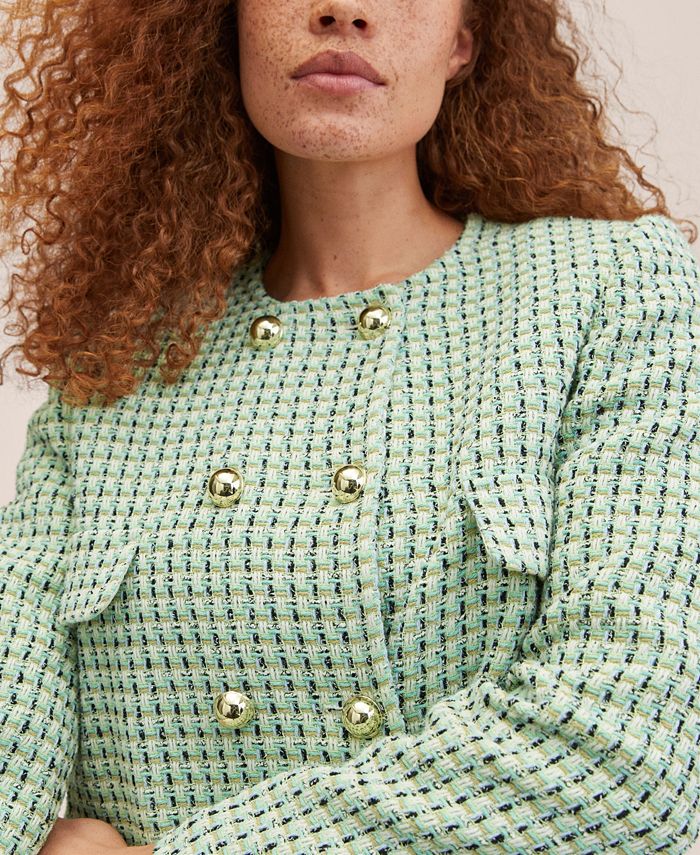 MANGO Women's Double-Breasted Tweed Jacket - Macy's