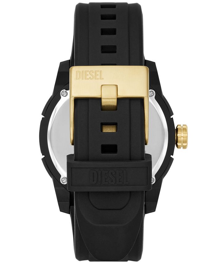 Diesel Men's Double Up Black Silicone Strap Watch, 43mm - Macy's