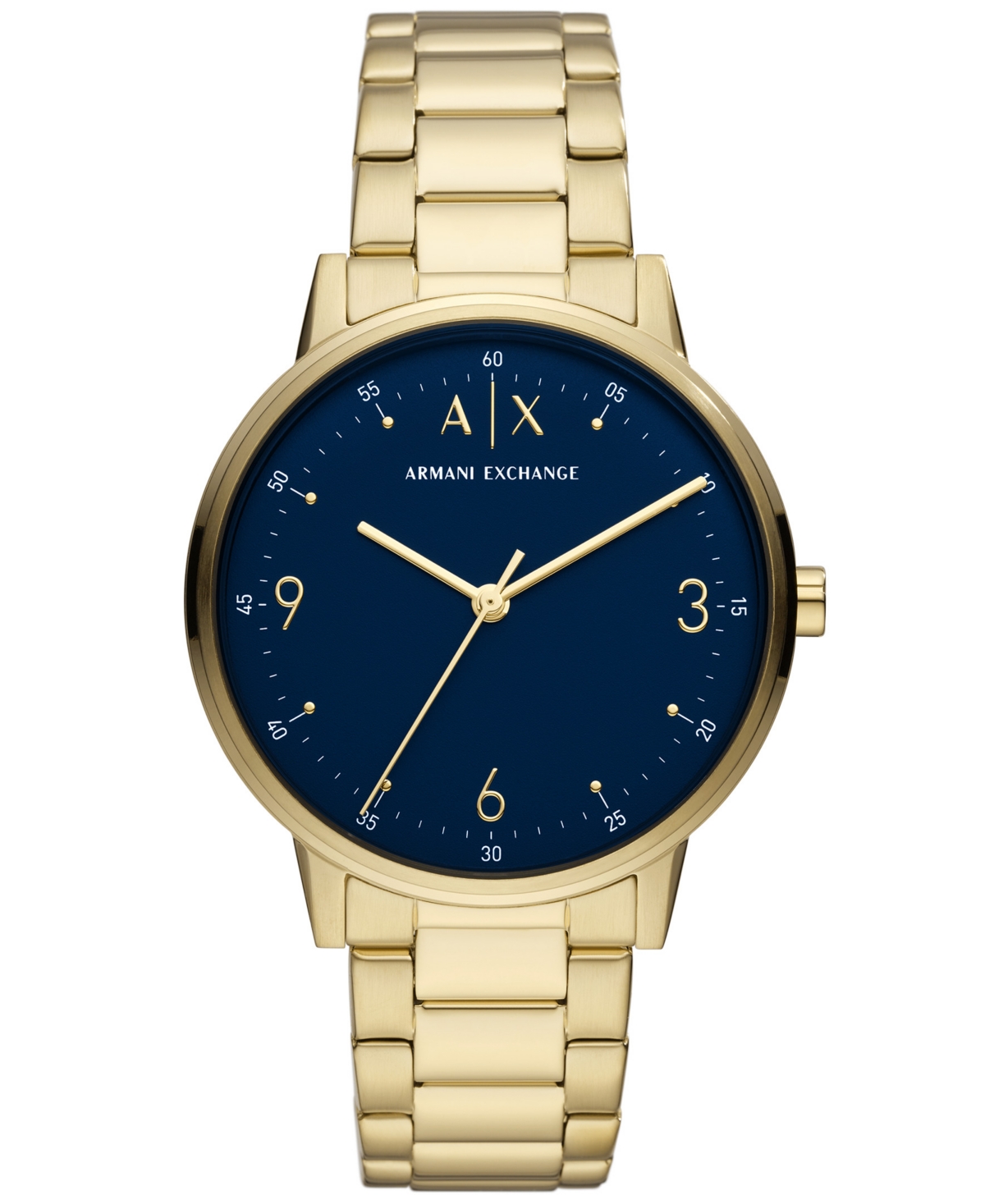 A|X Armani Exchange Men's Three-Hand Gold-Tone Stainless Steel Bracelet ...
