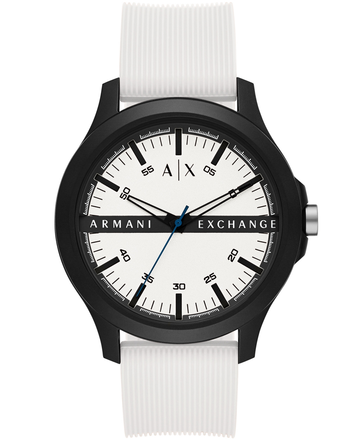 Mens with Black Case and White Silicone Strap Watch 46mm by Ax Armani