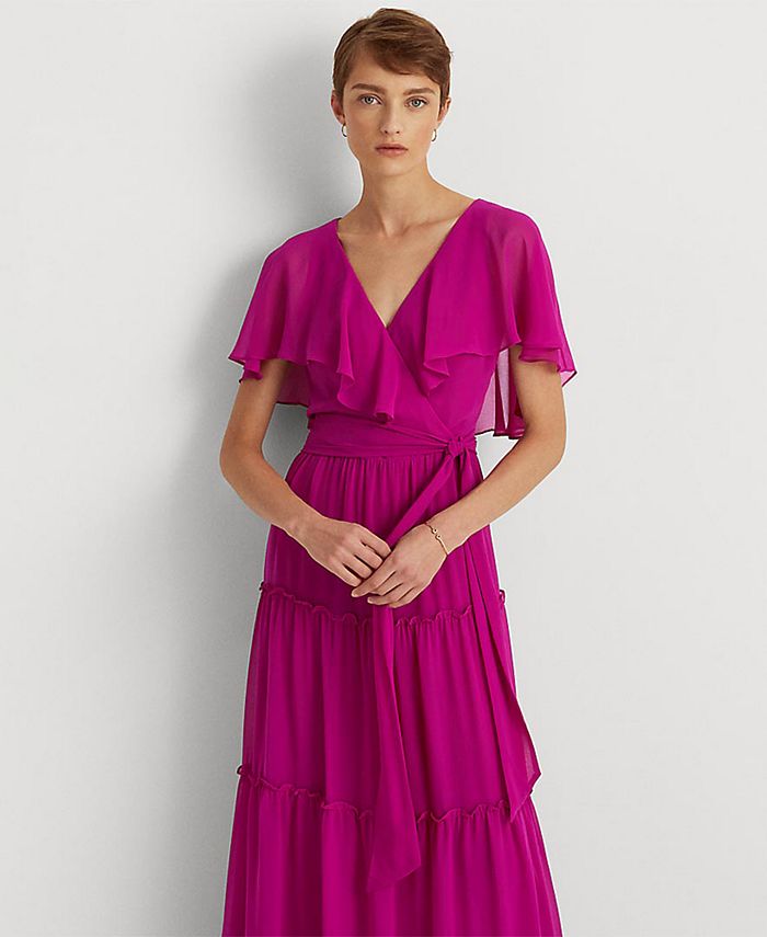 Lauren Ralph Lauren Ruffle-Trim Georgette Gown - Macy's