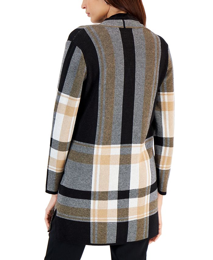 Kasper Women's Plaid Sweater Cardigan - Macy's