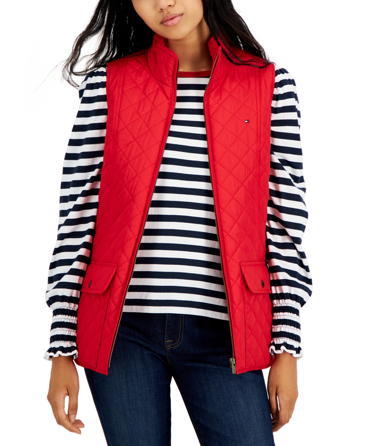 Click here for Tommy Hilfiger Womens Quilted Zip Front Vest - Sca... prices