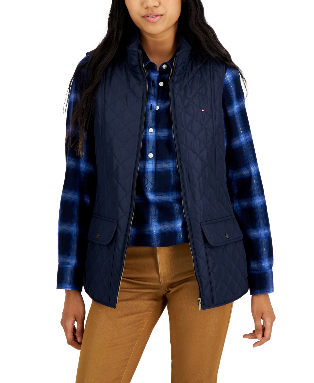 Click here for Tommy Hilfiger Womens Quilted Zip Front Vest - Sky... prices