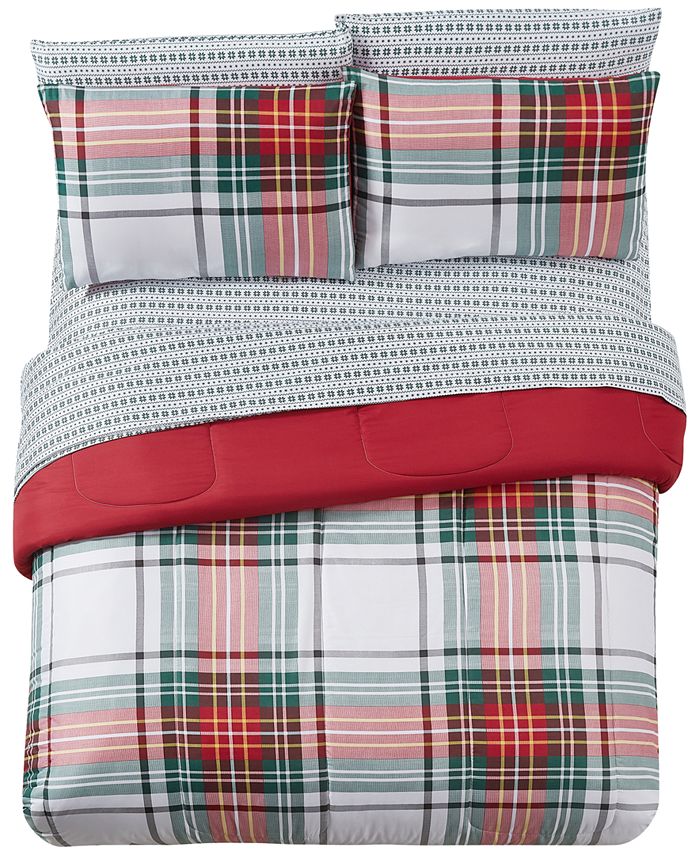 Keeco Holiday Perth Plaid 8-Pc. King Comforter Set, Created For Macy's ...