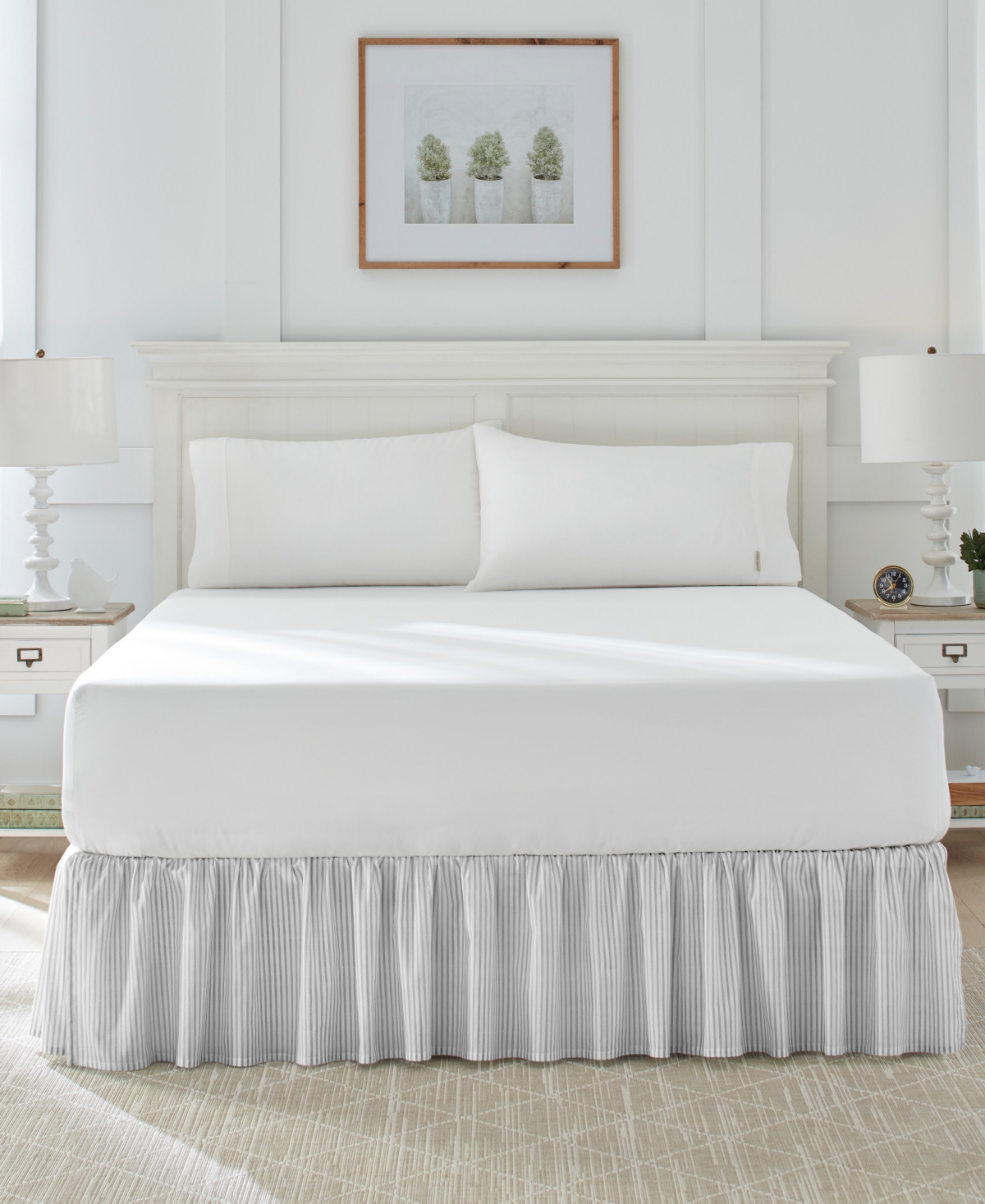 Click here for Laura Ashley Ticking Stripe Ruffled Bedskirt  Full... prices