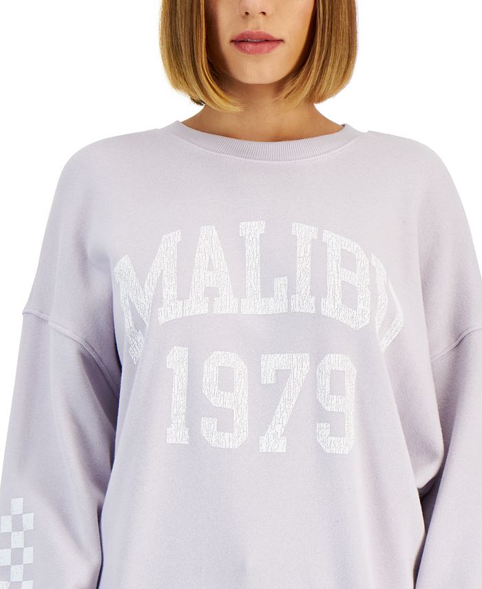 Grayson Threads Black Juniors' Malibu Checkered-Sleeve Pullover ...