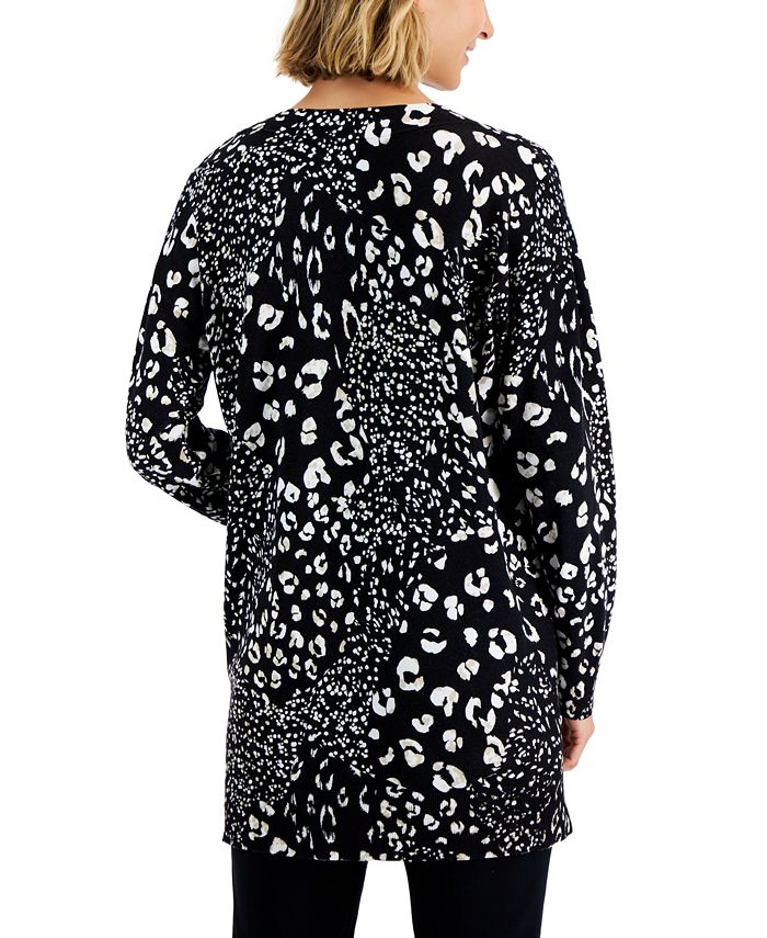 JM Collection Women's Printed V-Neck Long Sleeve Sweater, Created for ...