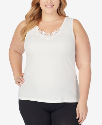 Cuddl Duds Plus Size SofTech Venice Lace Detail Cami - Macy's