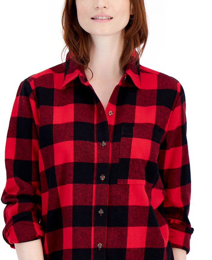 Style & Co Women's Buffalo Plaid Flannel Shirt, Created for Macy's ...