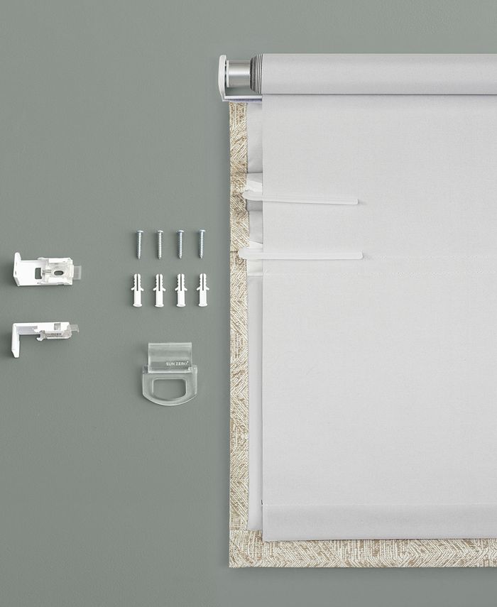 Sun Zero Talmage Tonal Geometric 100% Blackout Cordless Roman Shade, 64 ...