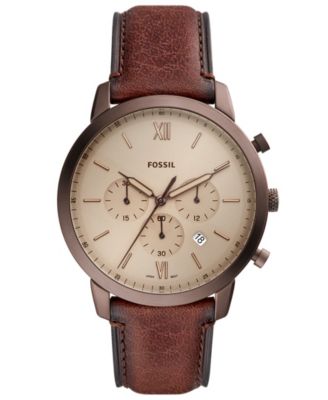 Fossil Men's Neutra Brown Leather Strap Watch, 44mm - Macy's