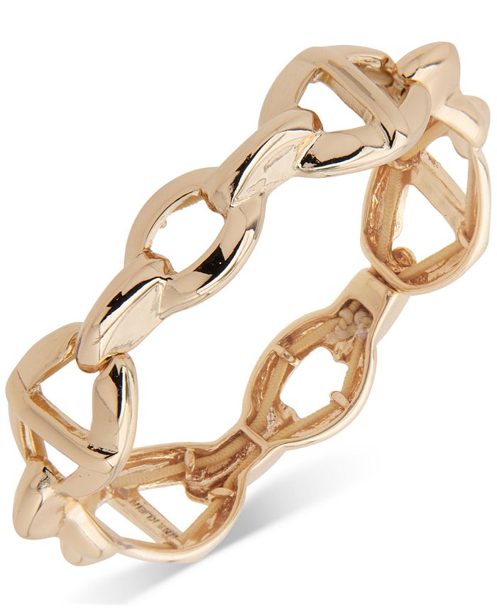 Anne Klein Gold-Tone Beveled Link Stretch Bracelet - Macy's