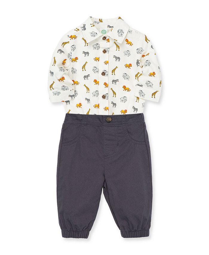 Little Me Baby Boys Safari Bodysuit and Pants, 2-Piece Set - Macy's